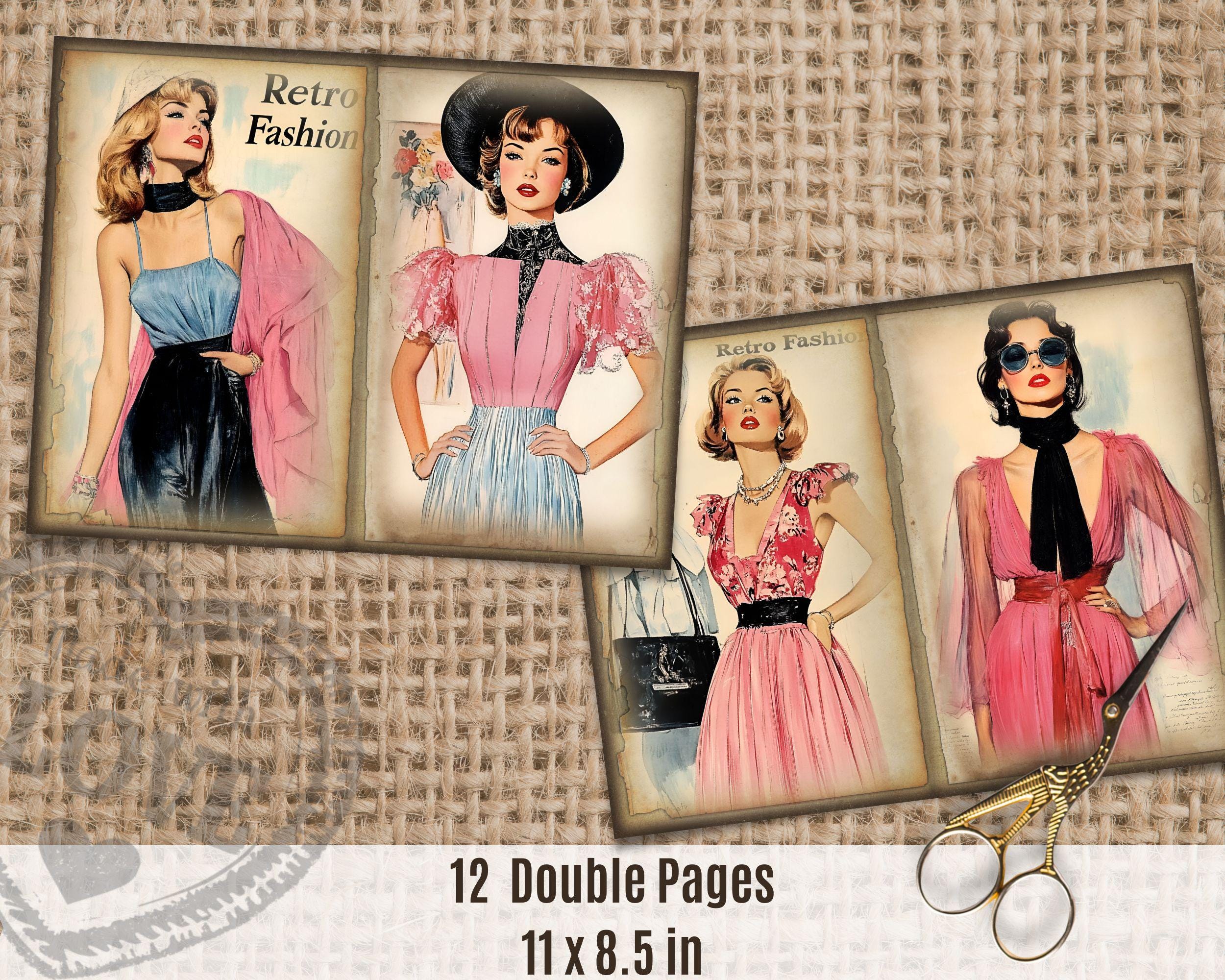 Vintage 1970s Fashion Printables 70s Fashion Junk Journal Pages Retro ...