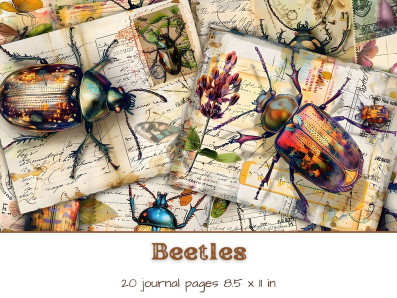 Vintage Insects Junk Journal Printable Pages, Watercolour Bugs Junk ...