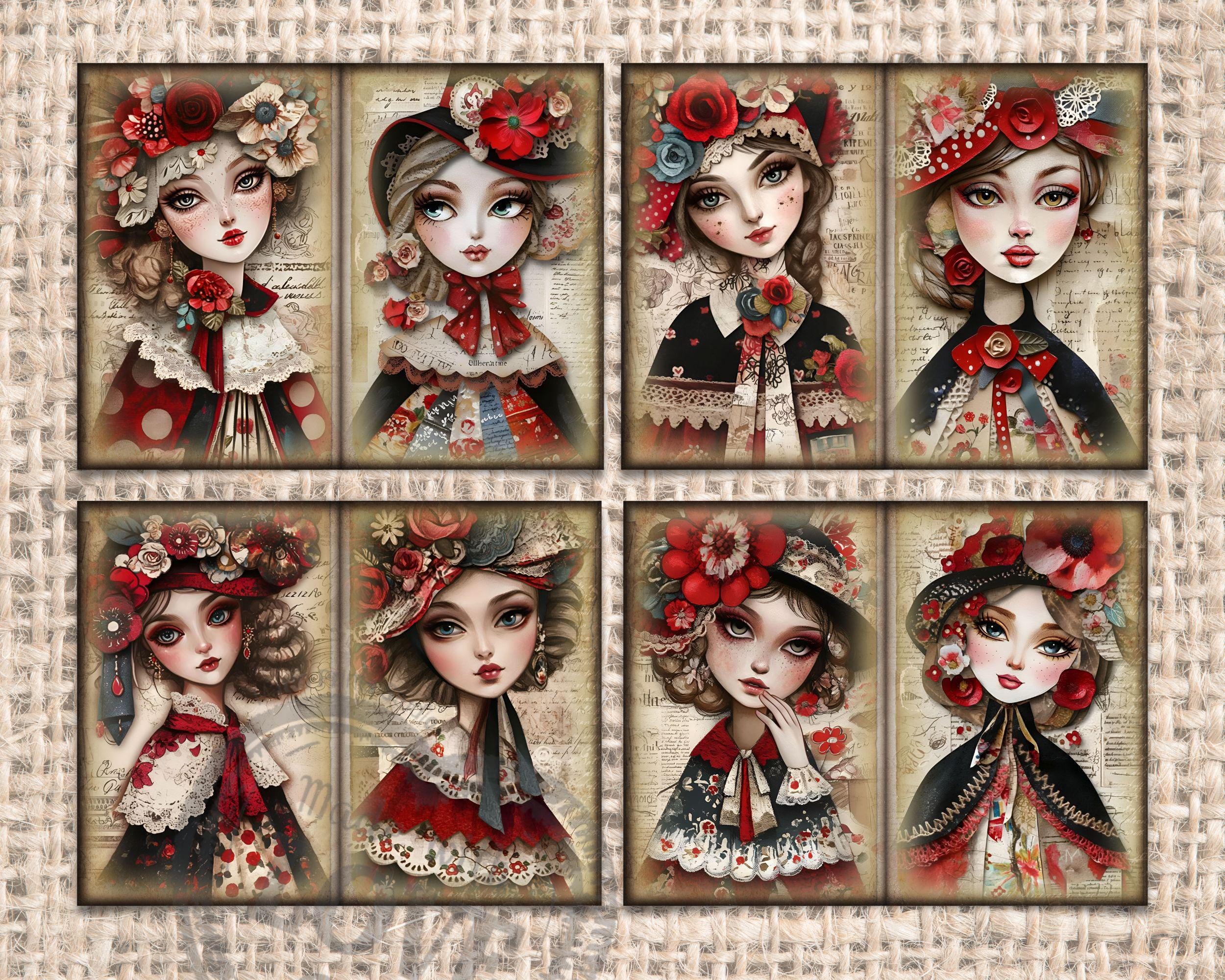 Red Paper Dolls Junk Journal Pages: Vintage Dress-up Ephemera (digital ...