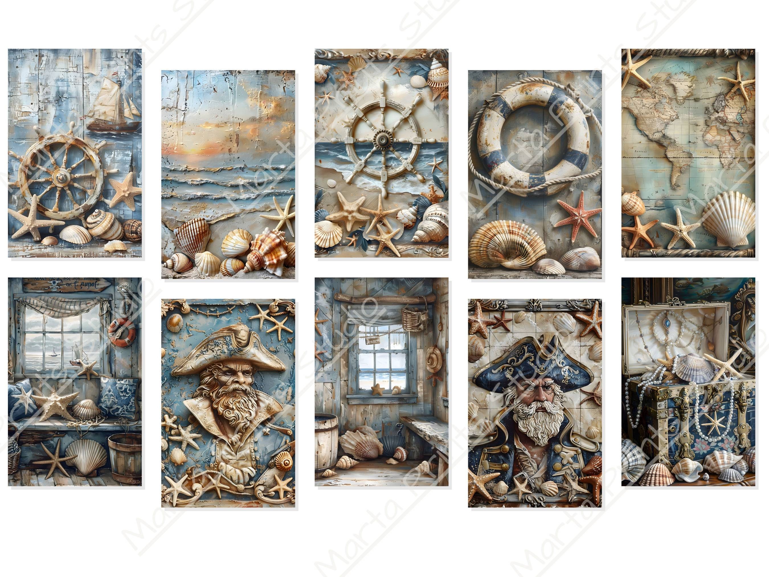 Nautical Junk Journal Pages, Printable Scrapbook Kit, Maritime Collage ...