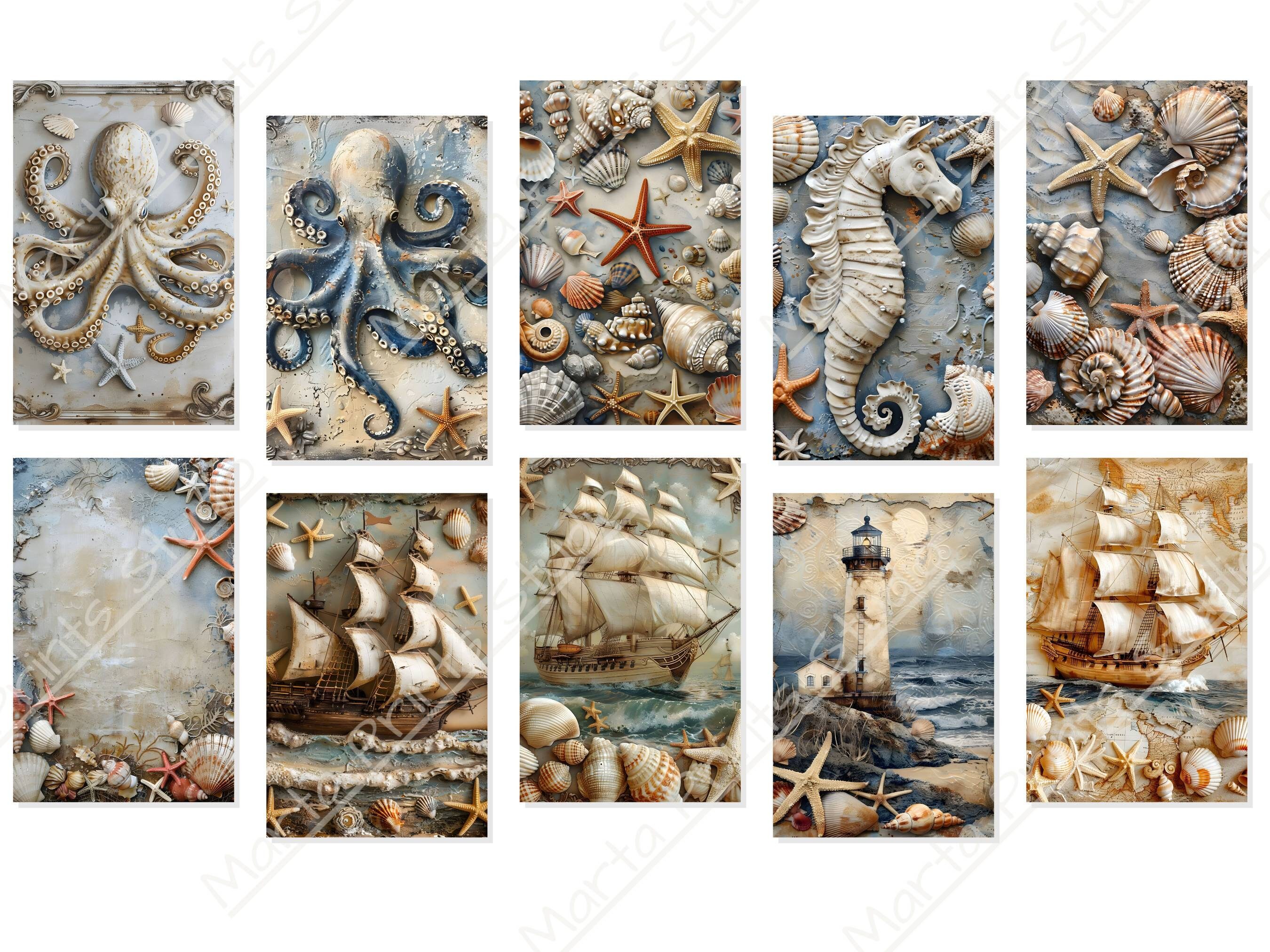 Nautical Junk Journal Pages, Printable Scrapbook Kit, Maritime Collage ...