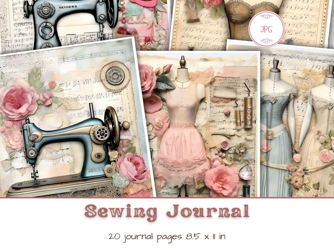 Vintage Sewing Junk Journal Pages Digital Scrapbook Paper Kit Victorian ...
