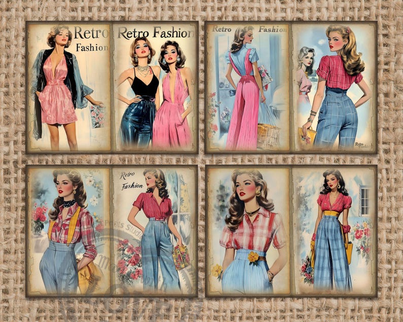 Vintage 1970s Fashion Printables 70s Fashion Junk Journal Pages Retro ...