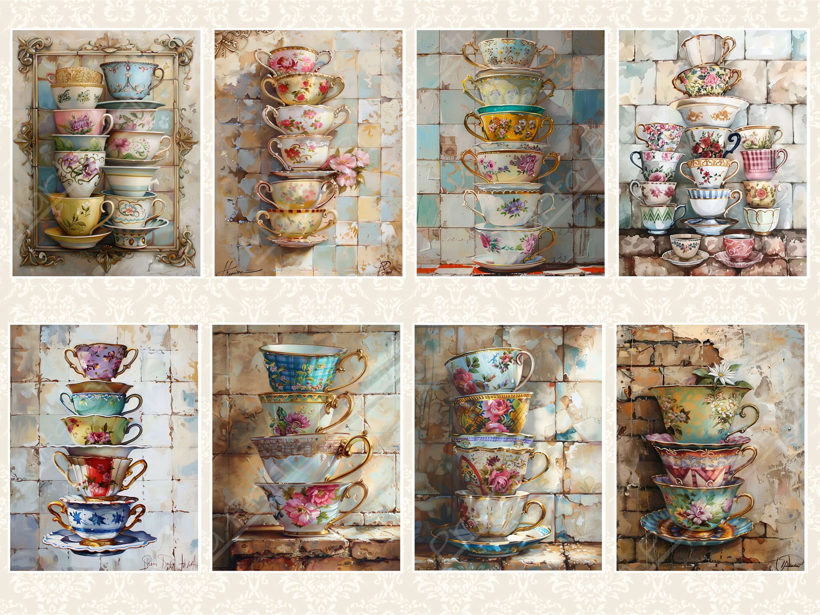 Vintage Tea Junk Journal Pages, Teapot Printable Scrapbook Kit, Antique ...