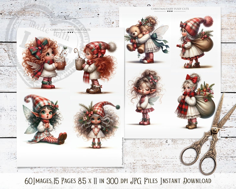 Christmas Fairy Fussy Cuts – Printable Holiday Ephemera (digital ...