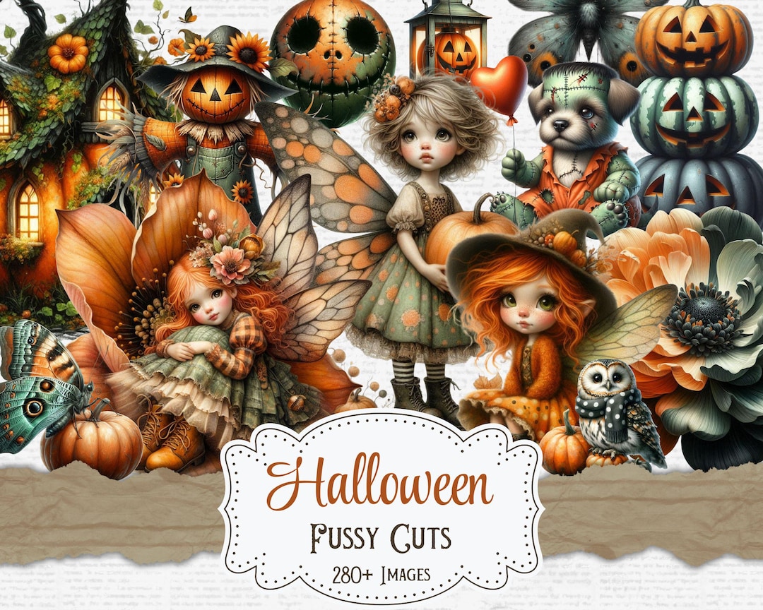 Halloween Fairy Fussy Cuts – Spooky Witch Ephemera (digital Download ...