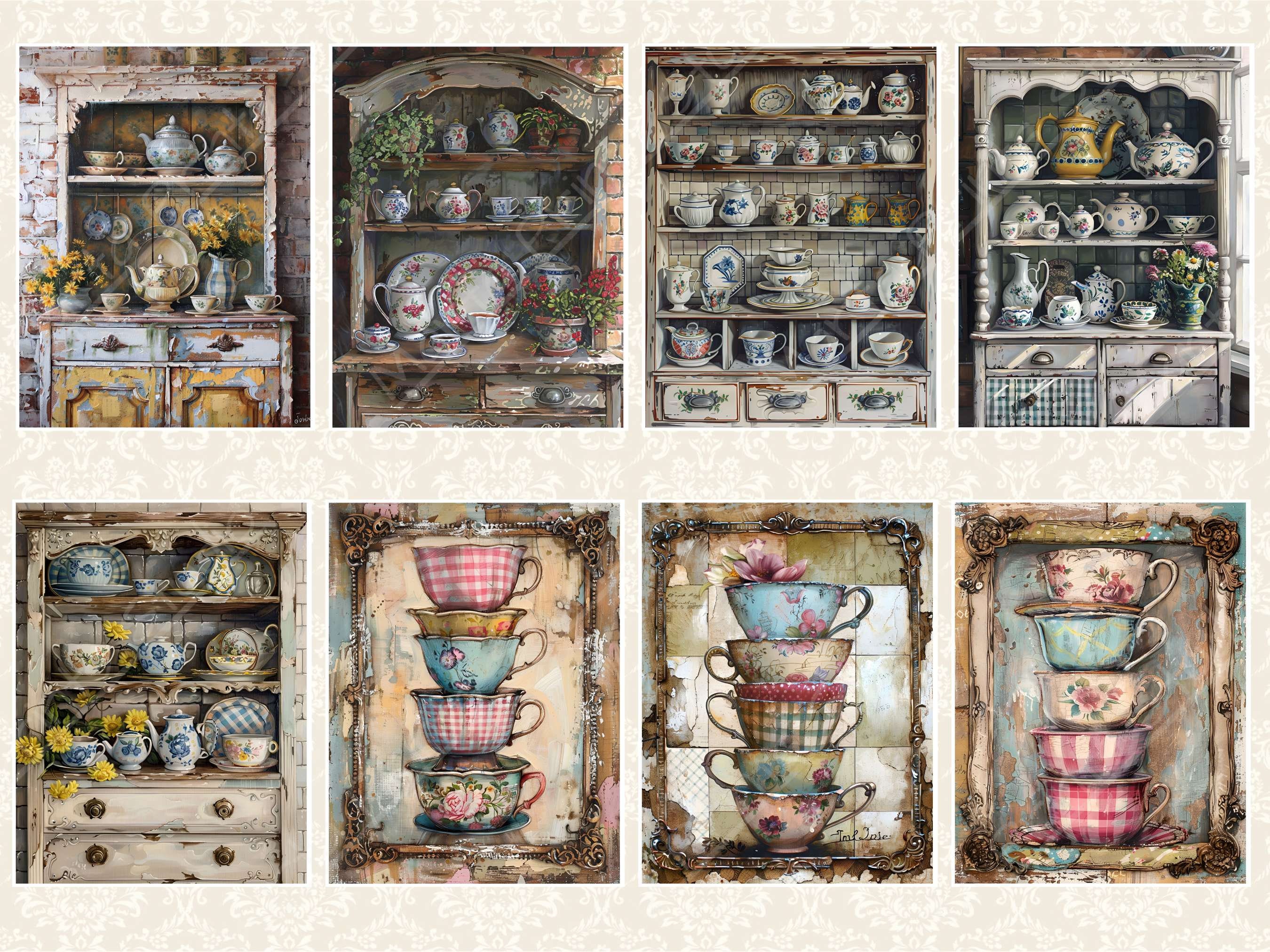 Vintage Tea Junk Journal Pages, Teapot Printable Scrapbook Kit, Antique ...