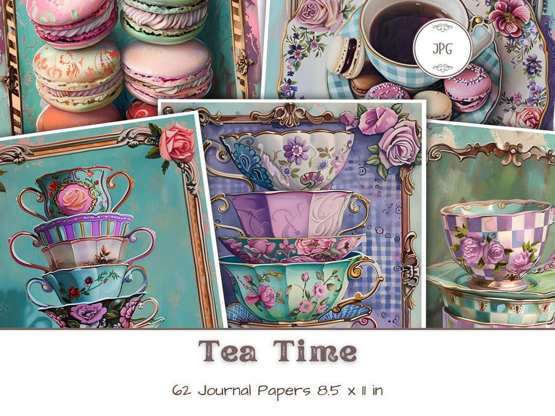 Whimsical Tea Junk Journal Pages, Teapot Printable Scrapbook Kit ...