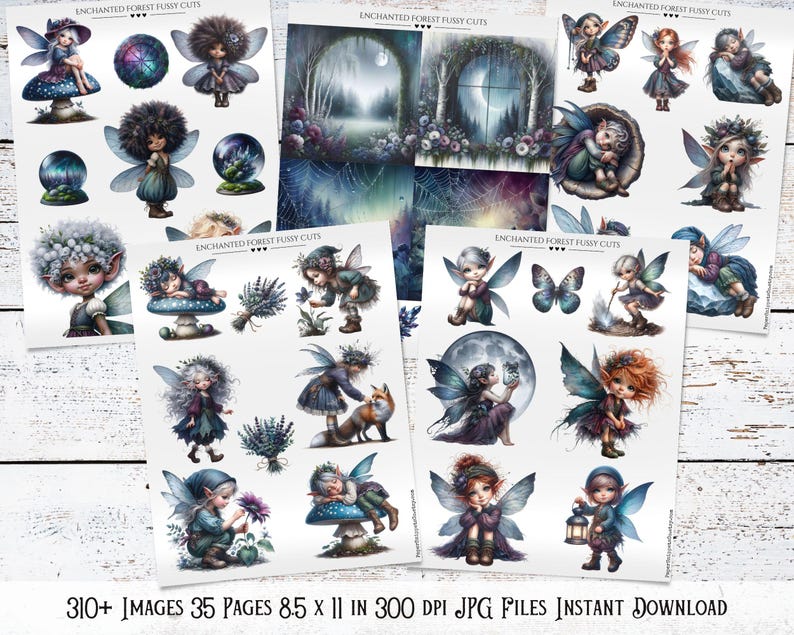 Enchanted Forest Fairy Fussy Cuts: 310+ Woodland Ephemera (digital ...