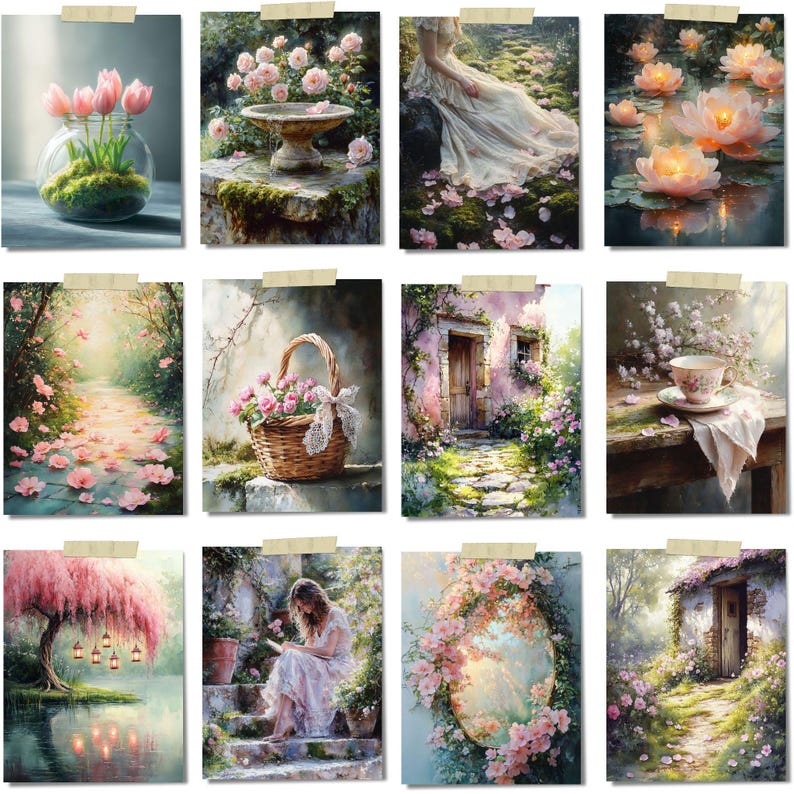 Spring Junk Journal Pages – Floral Fantasy Printable Kit, Enchanted ...