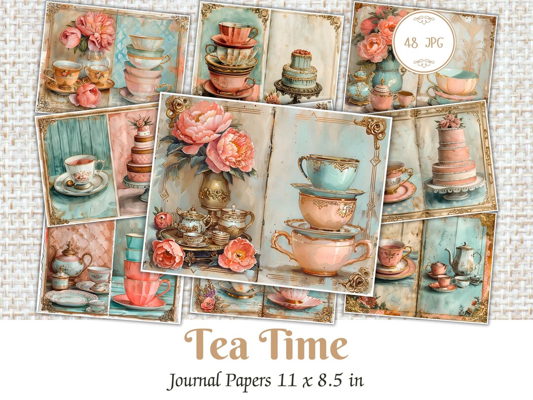 Vintage Tea Junk Journal Printable Pages, Afternoon Tea Junk Journal ...
