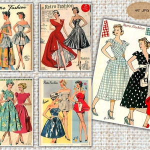 1950s Fashion Printable, Retro Ephemera, Scrapbook Paper (digital ...
