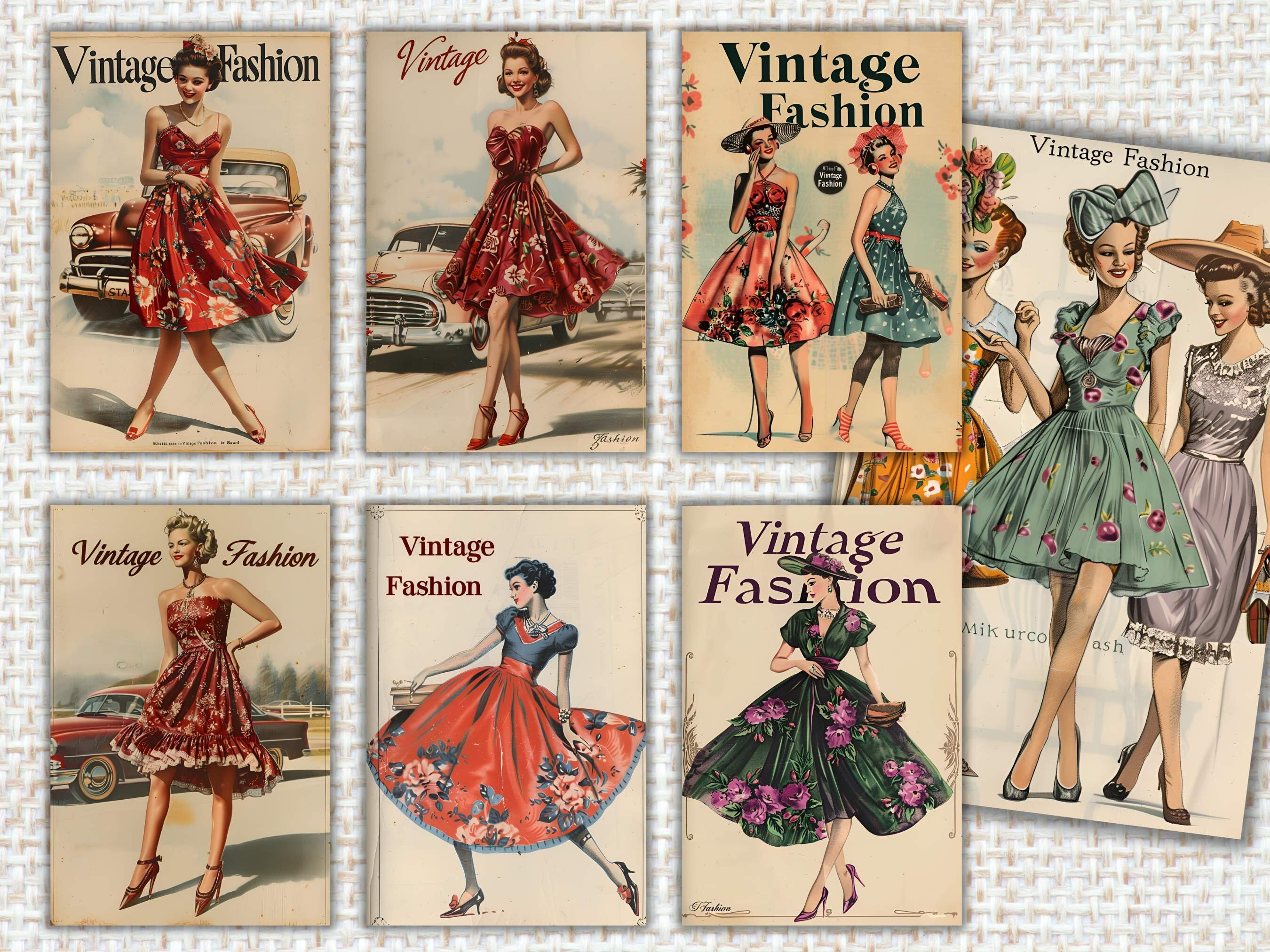 1950s Fashion Junk Journal Kit: Retro Ephemera Printable Pages (digital ...