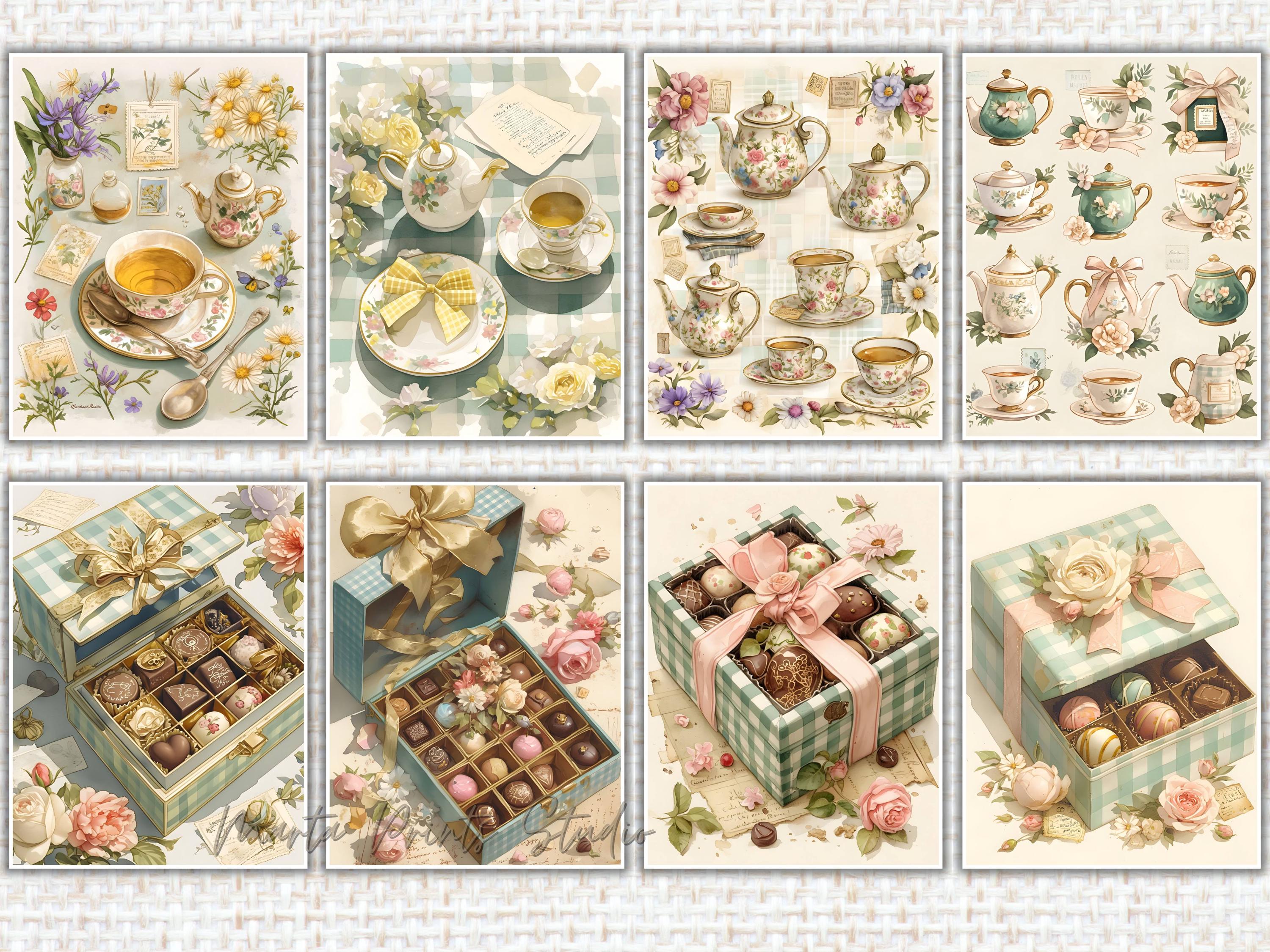 Vintage Tea Junk Journal Pages, Teapot Printable Scrapbook Supplies ...