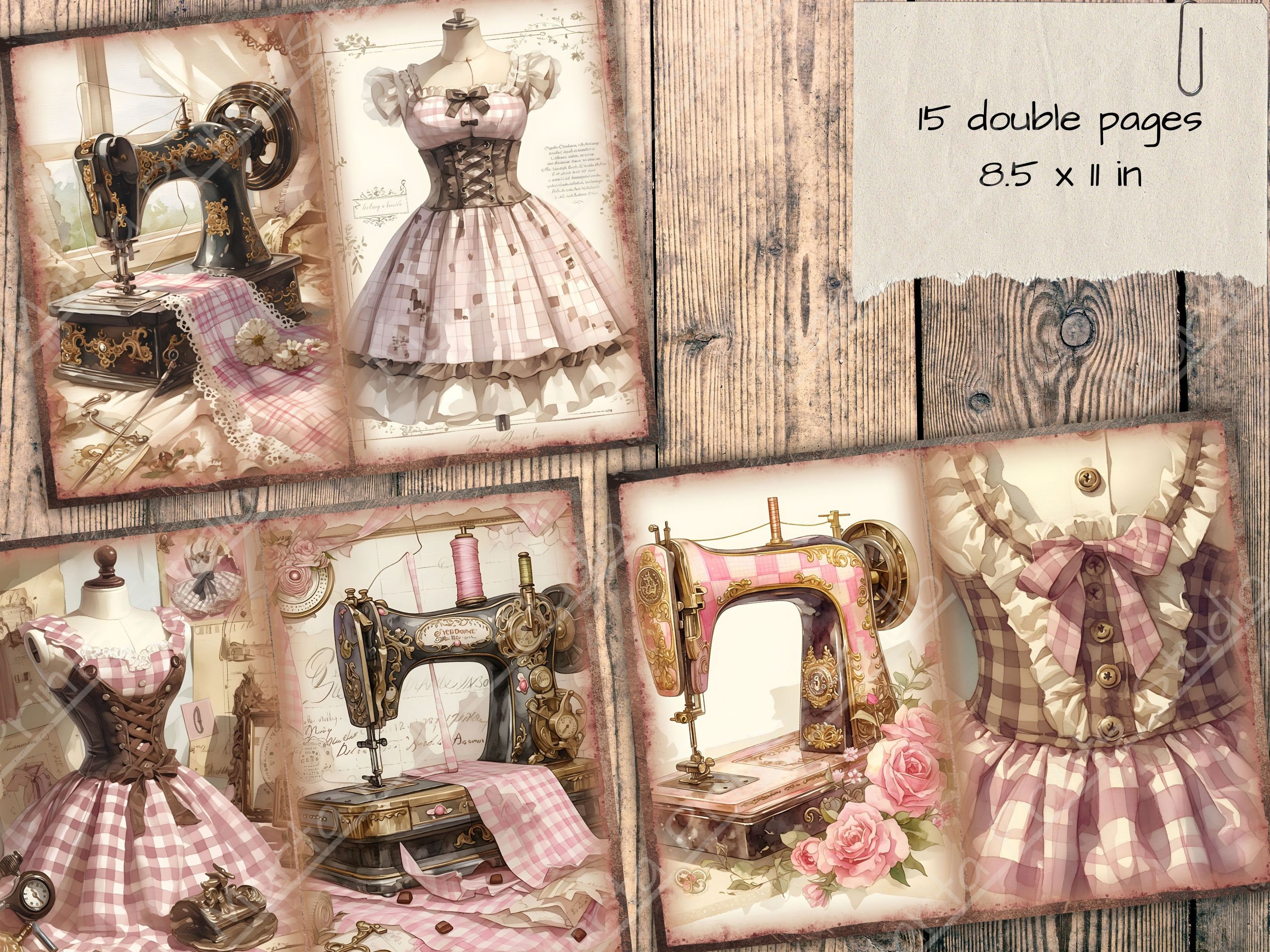 Vintage Sewing Junk Journal Pages, Sewing Machine Ephemera, Sewing ...