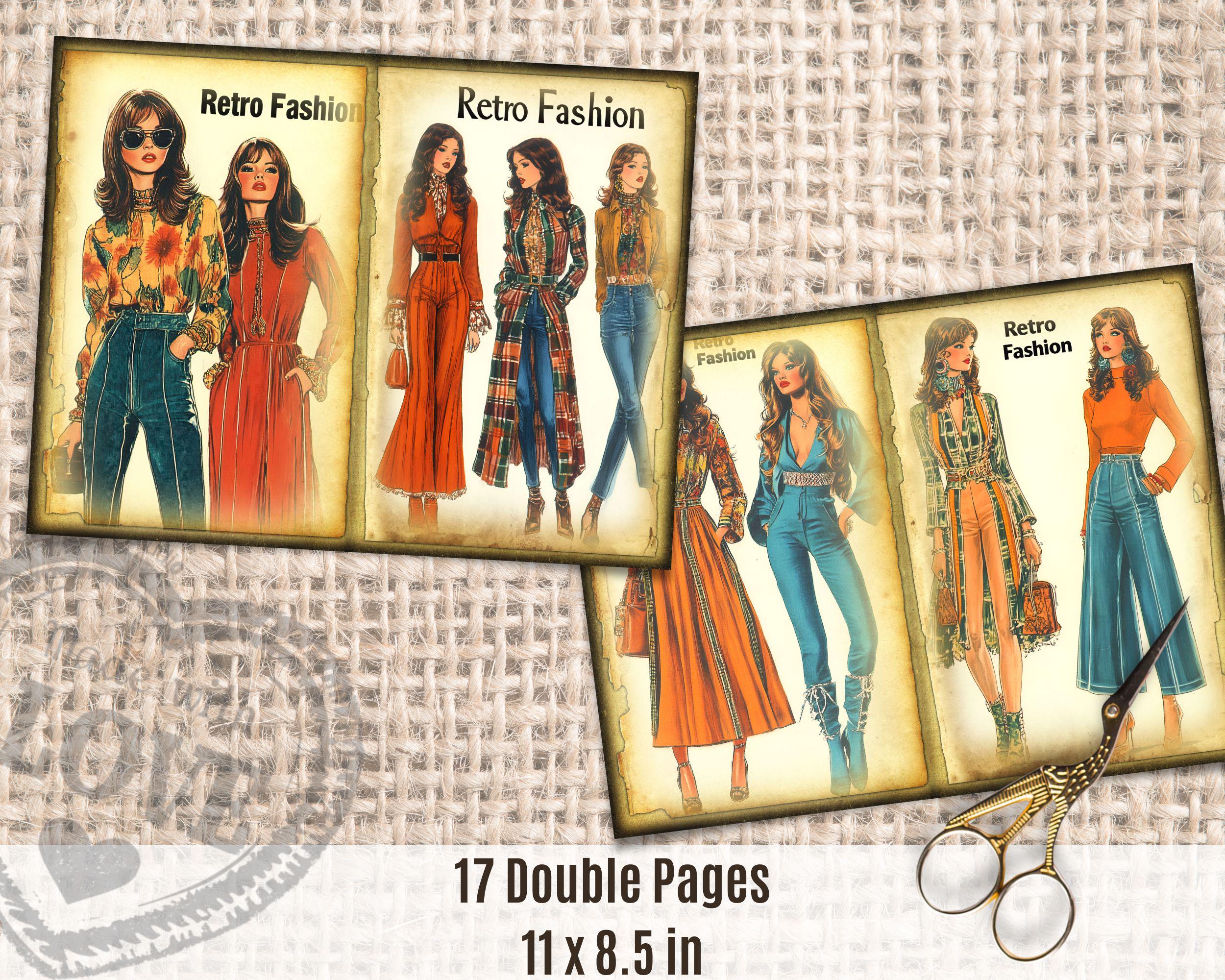 Vintage 1970s Fashion Printables 70s Fashion Junk Journal Pages Retro ...