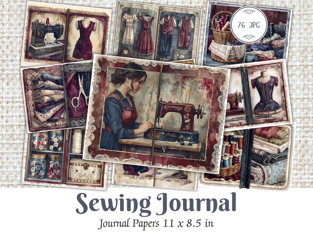 Vintage Sewing Junk Journal Pages, Digital Kit, Sewing Machine Ephemera ...