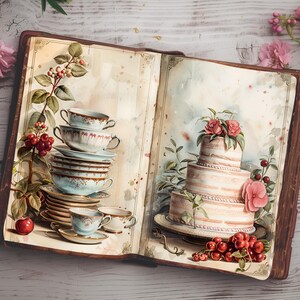 Vintage Tea Junk Journal Pages Teapot Printable Scrapbook Supplies ...