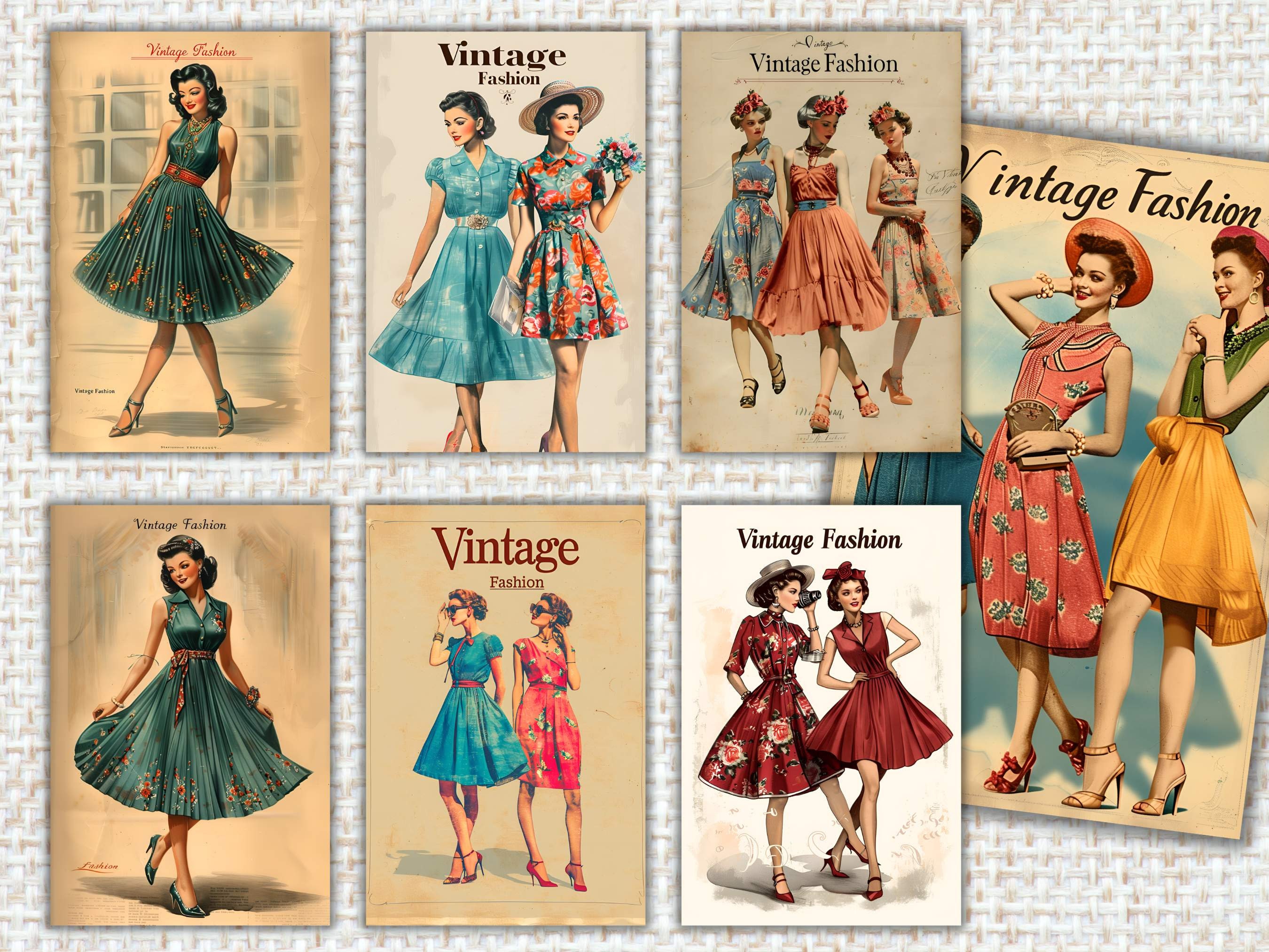 1950s Fashion Junk Journal Kit: Retro Ephemera Printable Pages (digital ...