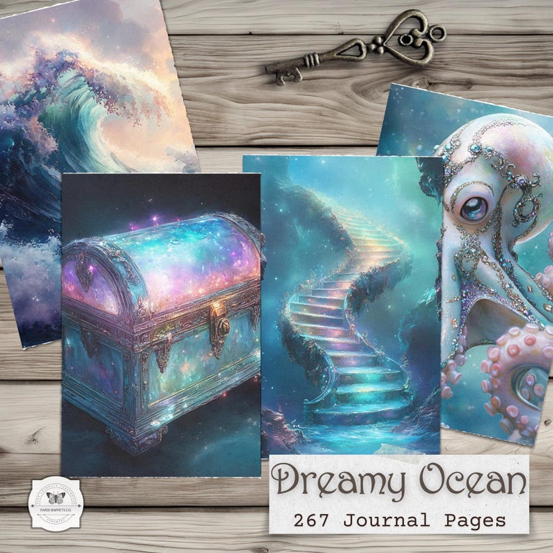 Dreamy Ocean Junk Journal Pages – Mermaid Fantasy Printable, Underwater ...