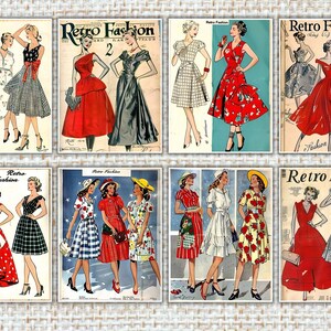 Vintage 1950s Fashion Printable Pages, Fashion Junk Journal, 50s Sewing ...