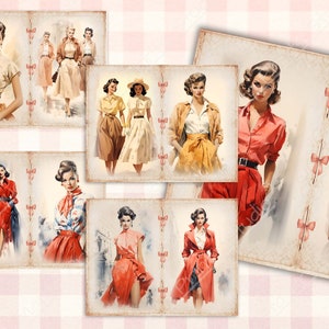Retro 50s Fashion Printable Pages, Fashion Junk Journal, 1950s Fashion ...