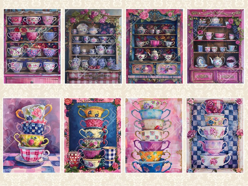 Vintage Tea Junk Journal Pages, Retro Teapot Printable Scrapbook Kit ...