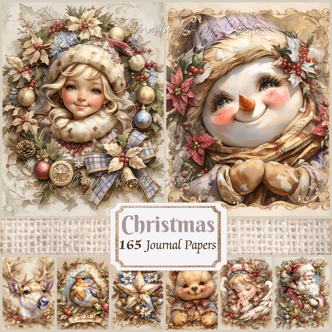 Christmas Junk Journal Kit Festive Scrapbooking Papers Holiday Junk ...