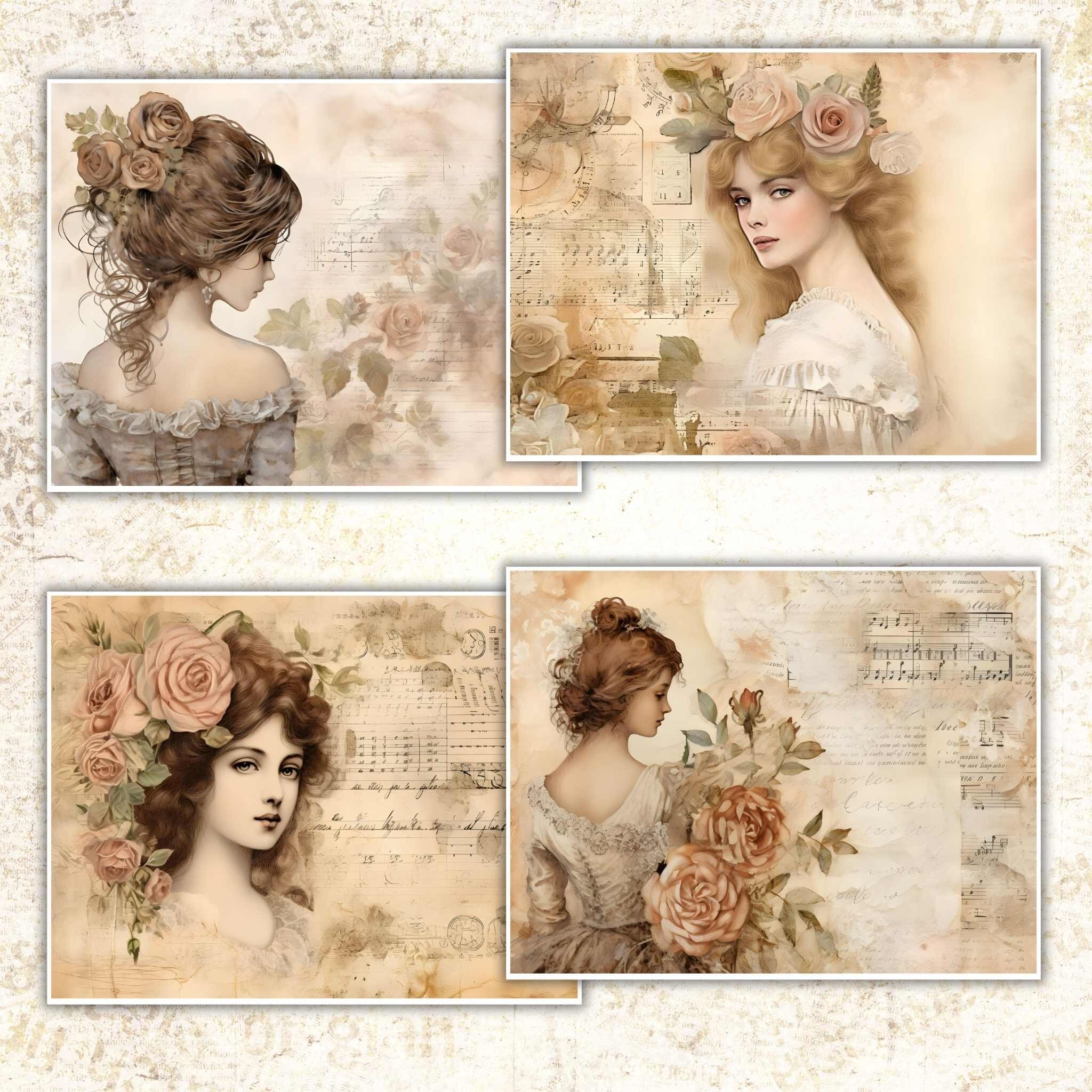 Victorian Women Junk Journal Pages, Vintage Printable Scrapbook ...