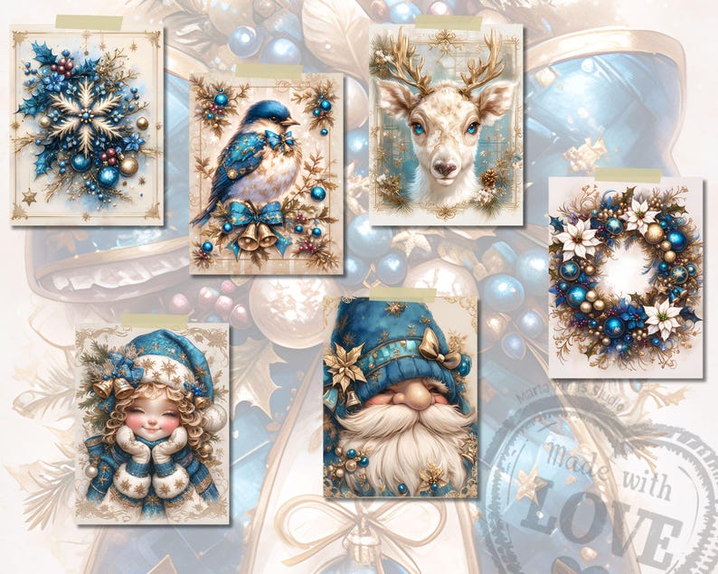 Blue Christmas Junk Journal Kit Christmas Printables Festive ...