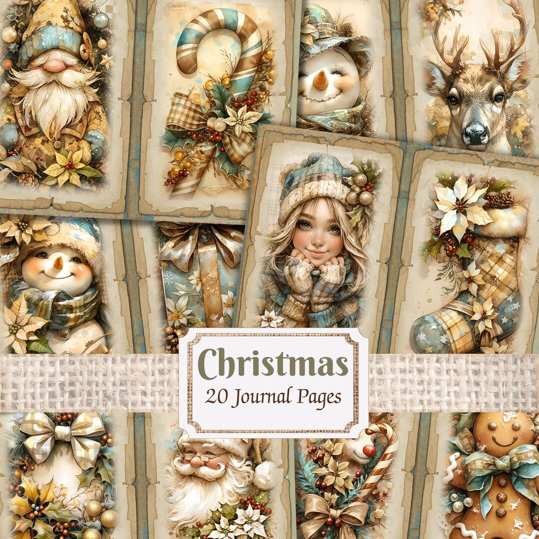 Christmas Junk Journal Kit Festive Scrapbooking Papers Holiday Junk ...