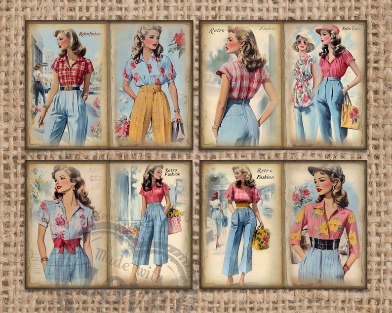 Vintage 1970s Fashion Printables 70s Fashion Junk Journal Pages Retro ...