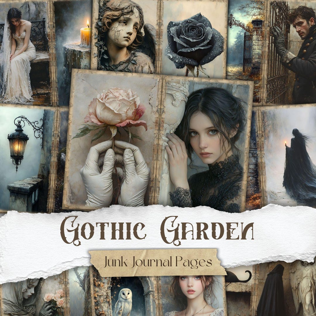 Gothic Garden Junk Journal Pages: Dark Academia Ephemera (digital ...