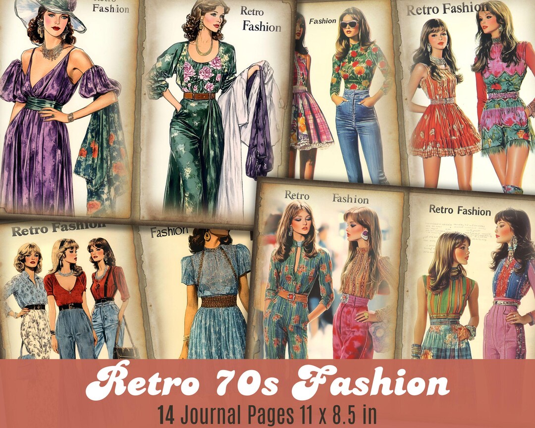 1970s Fashion Junk Journal Pages: Retro Boho Ephemera (digital Download ...