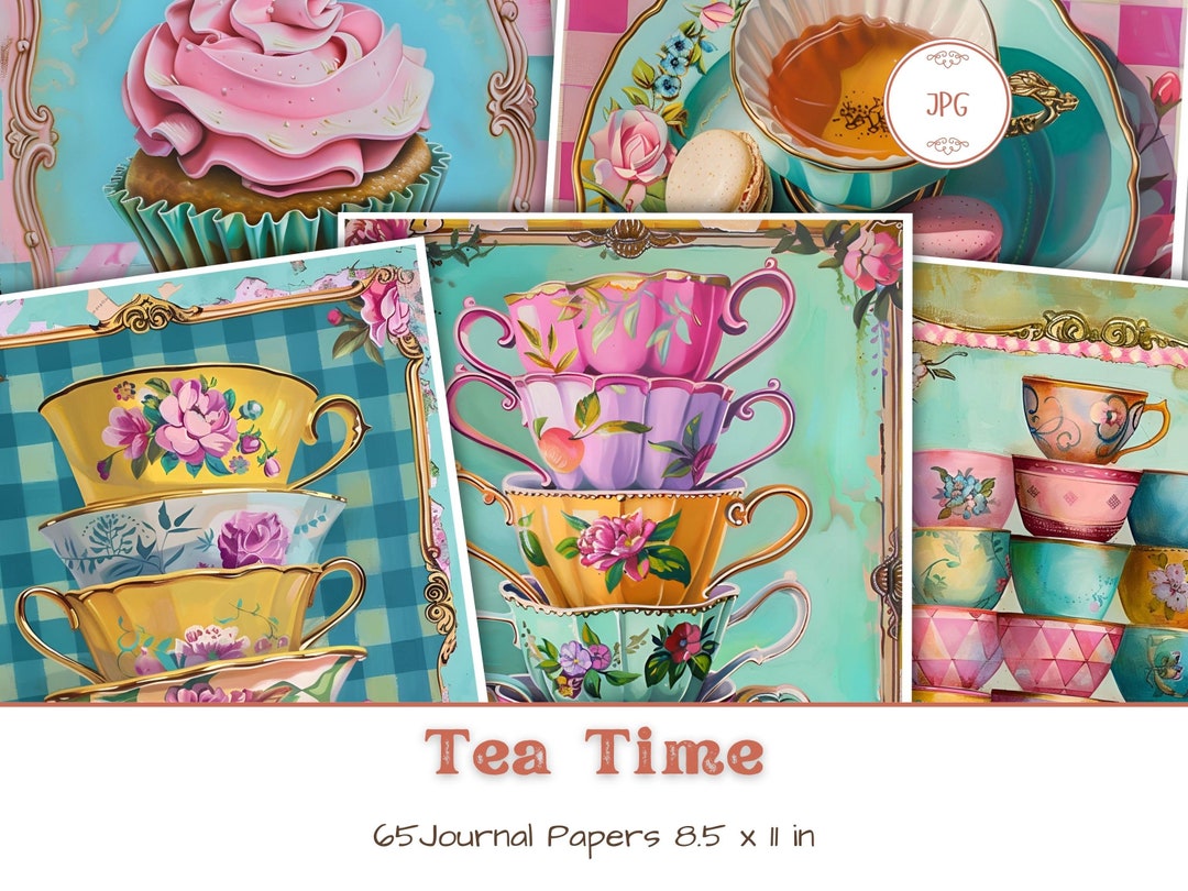 Whimsical Tea Junk Journal Pages, Teapot Printable Scrapbook Kit ...