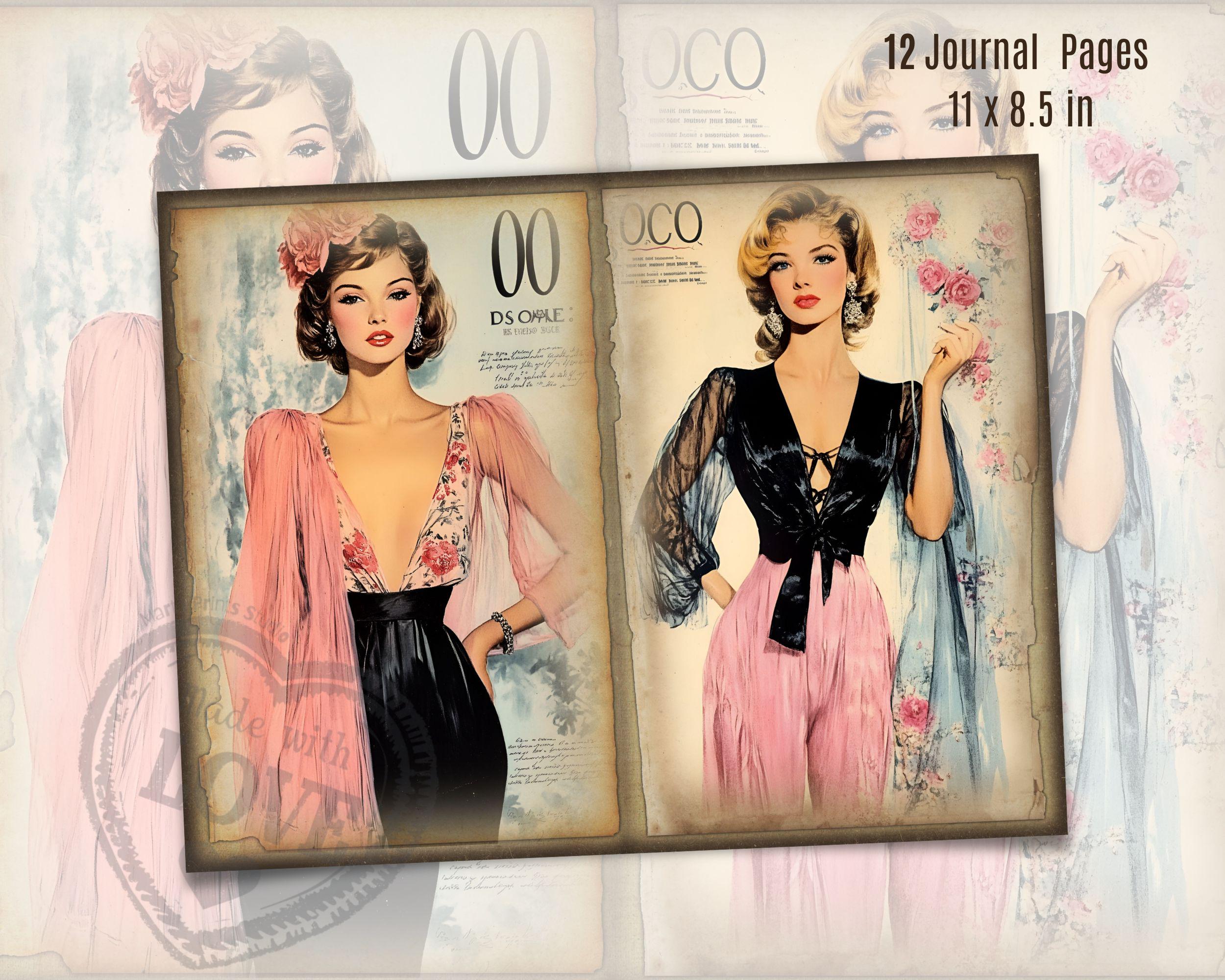 Vintage 1970s Fashion Printables 70s Fashion Junk Journal Pages Retro ...