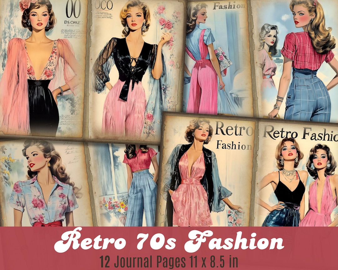 Vintage 1970s Fashion Printables 70s Fashion Junk Journal Pages Retro ...