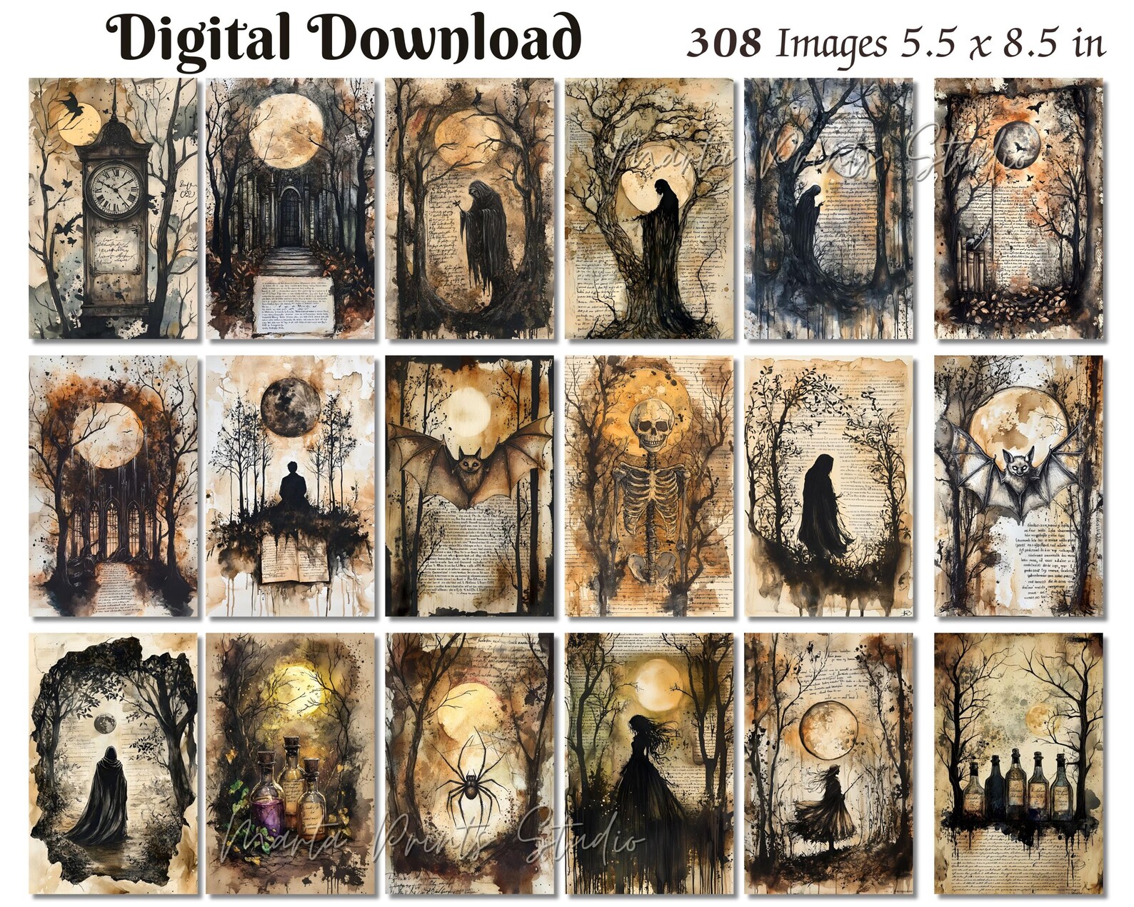 Spooky Printable Pages, Junk Journal Printables, Kit, Scrapbook ...