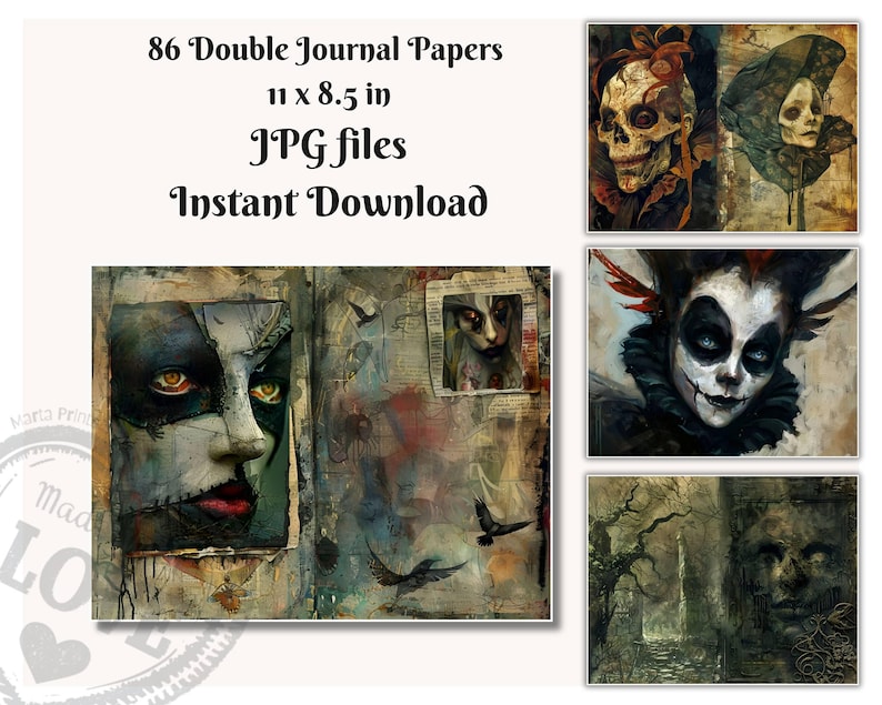 Creepy Junk Journal Kit: Gothic Horror Scrapbook Pages (digital ...