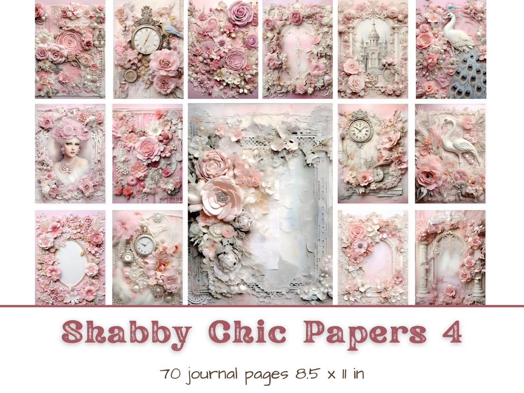 Pink Shabby Chic Printable Journal Pages, Junk Journal Kit, Scrapbook ...