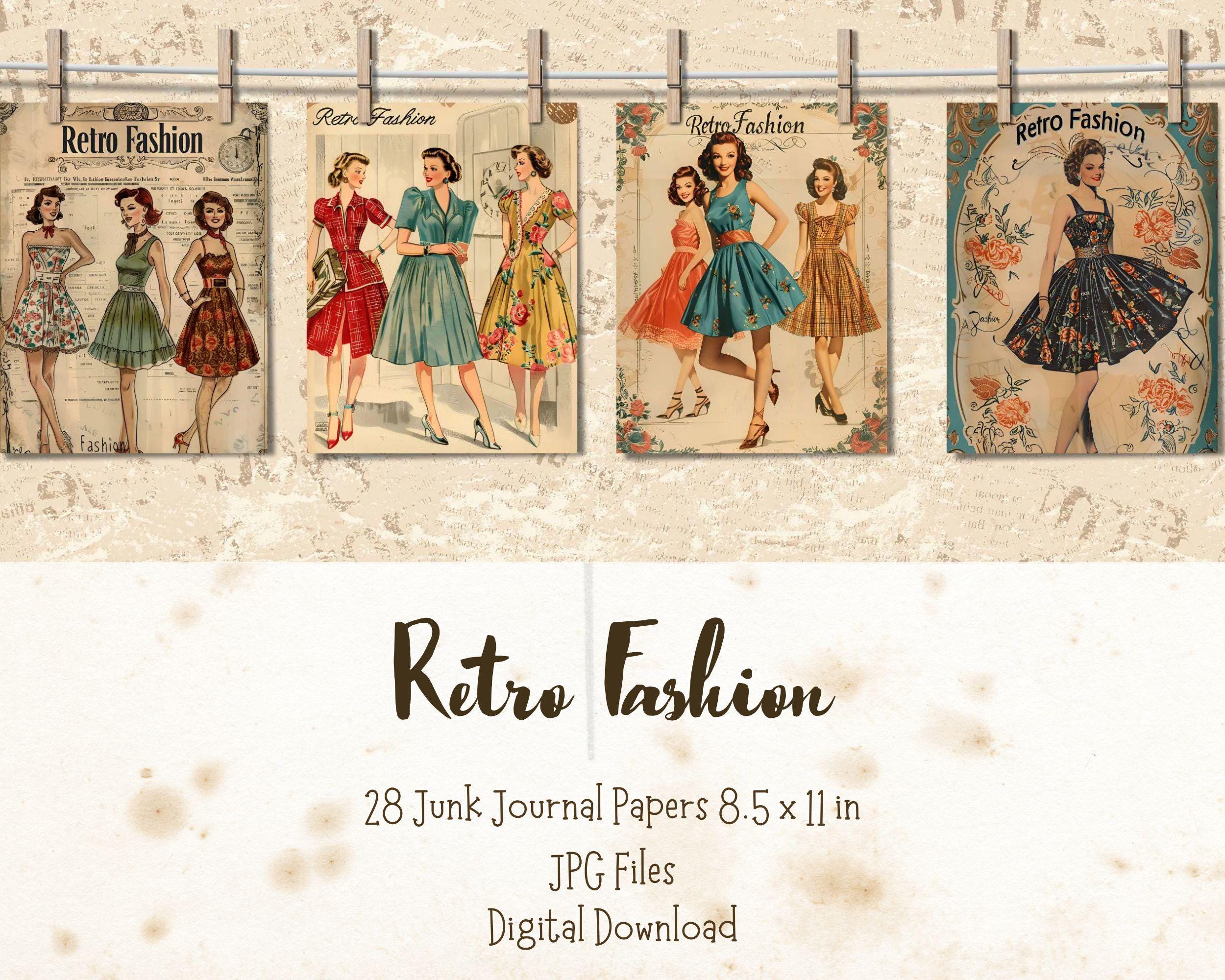 Vintage 50s Fashion Printable Papers, Retro Ephemera (digital Download ...