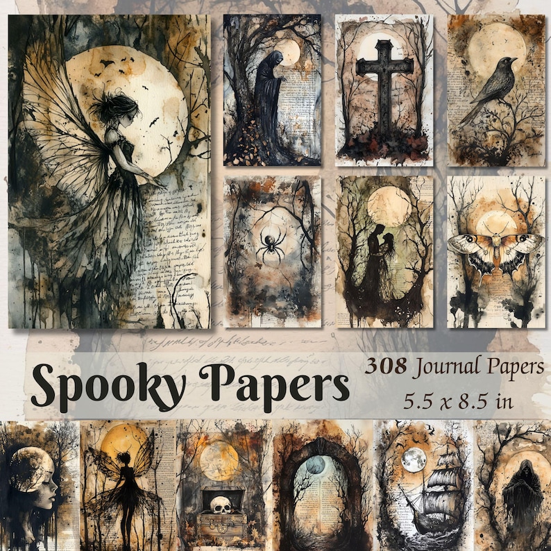Spooky Printable Pages, Junk Journal Printables, Kit, Scrapbook ...