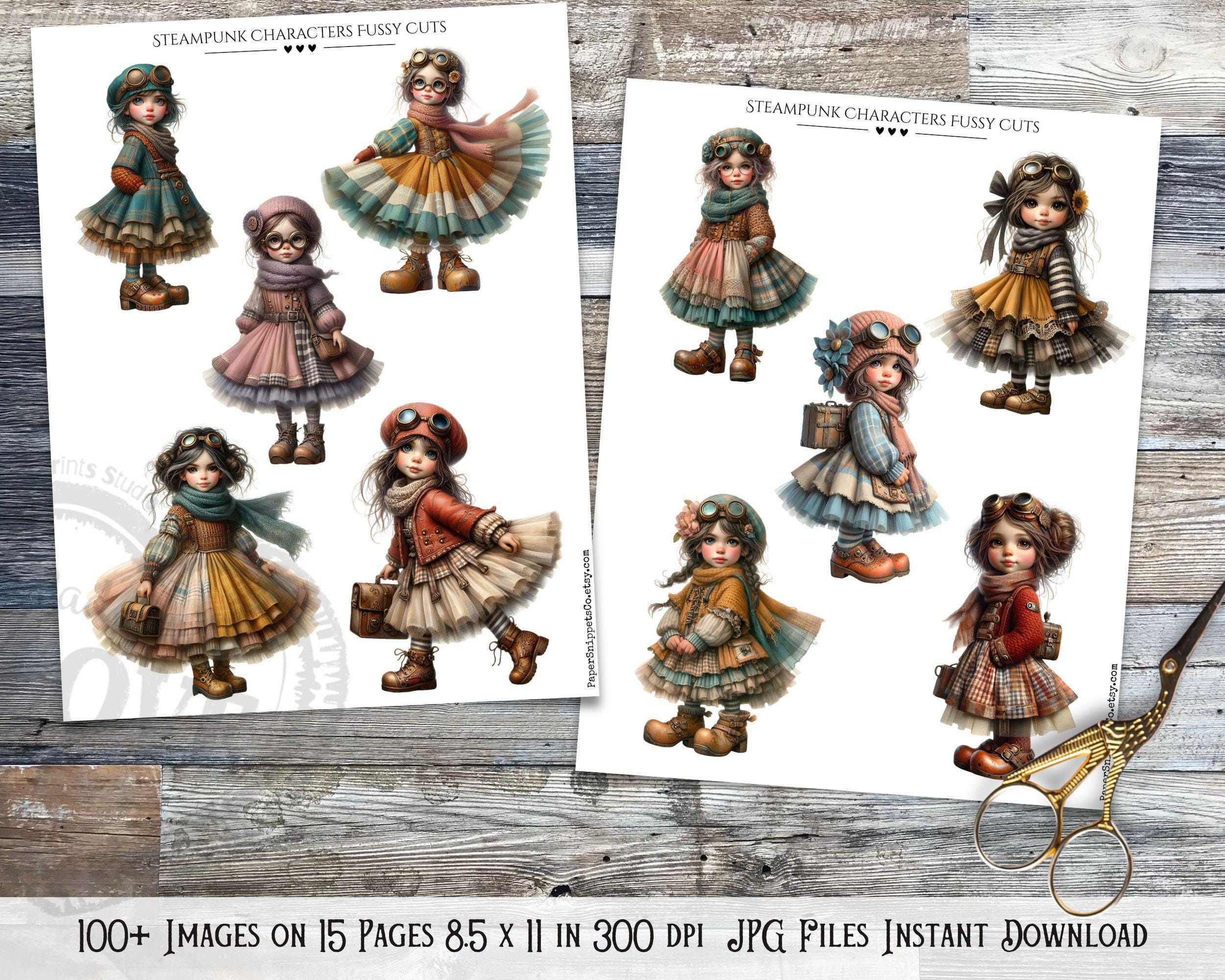 Steampunk Girls & Boys Fussy Cuts - 100+ Vintage Ephemera (digital ...