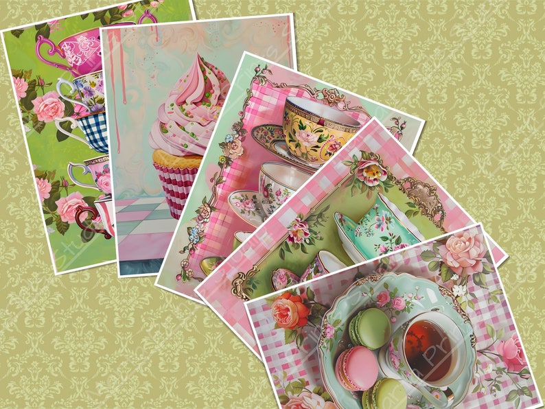 Vintage Tea Junk Journal Pages, Retro Teapot Printable Scrapbook Kit ...