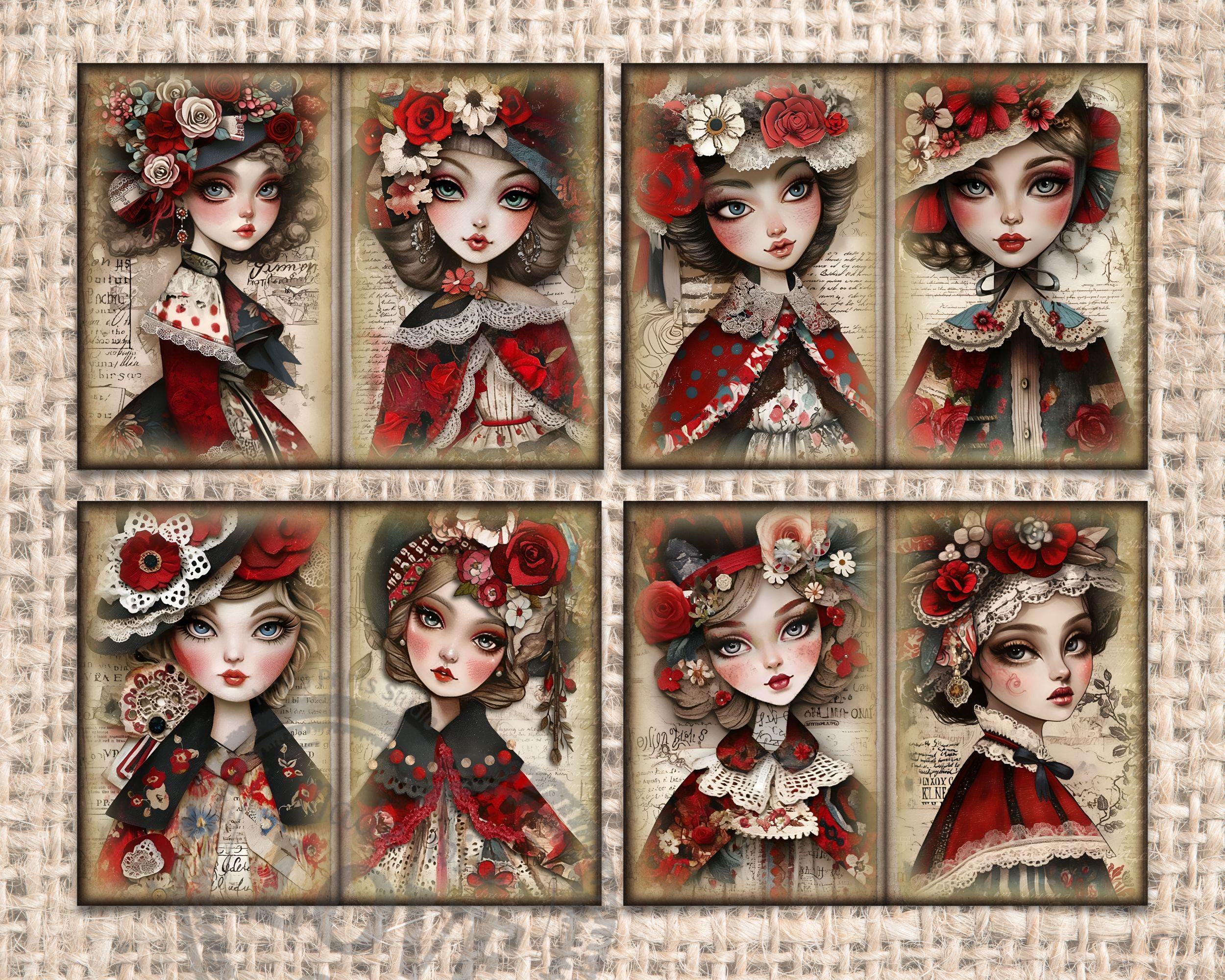 Red Paper Dolls Junk Journal Pages: Vintage Dress-up Ephemera (digital ...