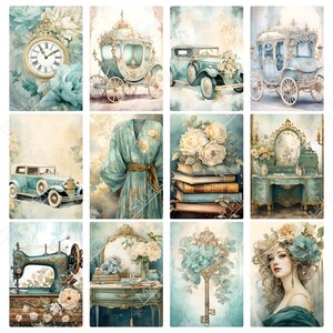 Blue Watercolour Printable Journal Pages, Junk Journal Kit, Scrapbook ...