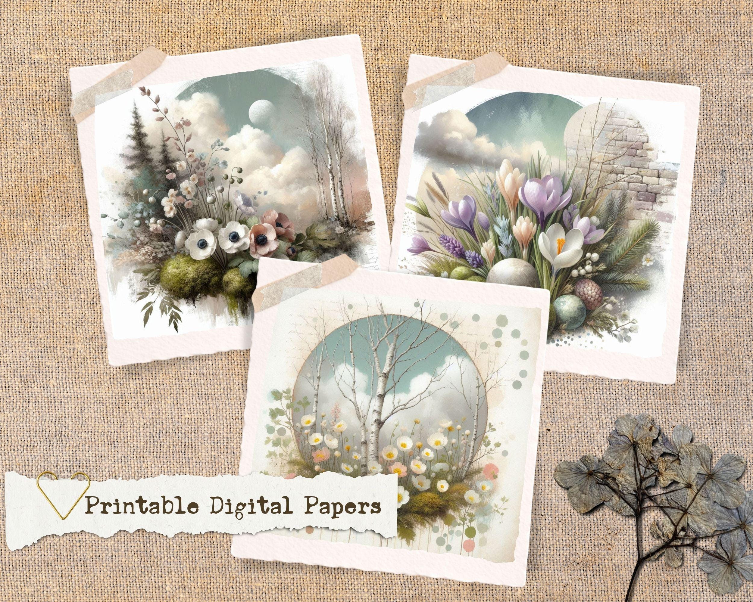 Spring Easter Backgrounds – Cottagecore Floral Digital Papers, Fairy ...