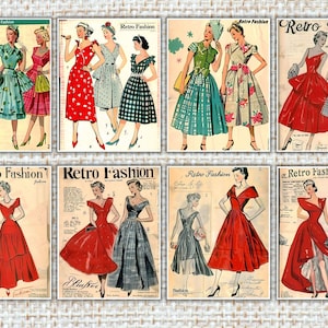 Vintage 1950s Fashion Printable Pages, Fashion Junk Journal, 50s Sewing ...