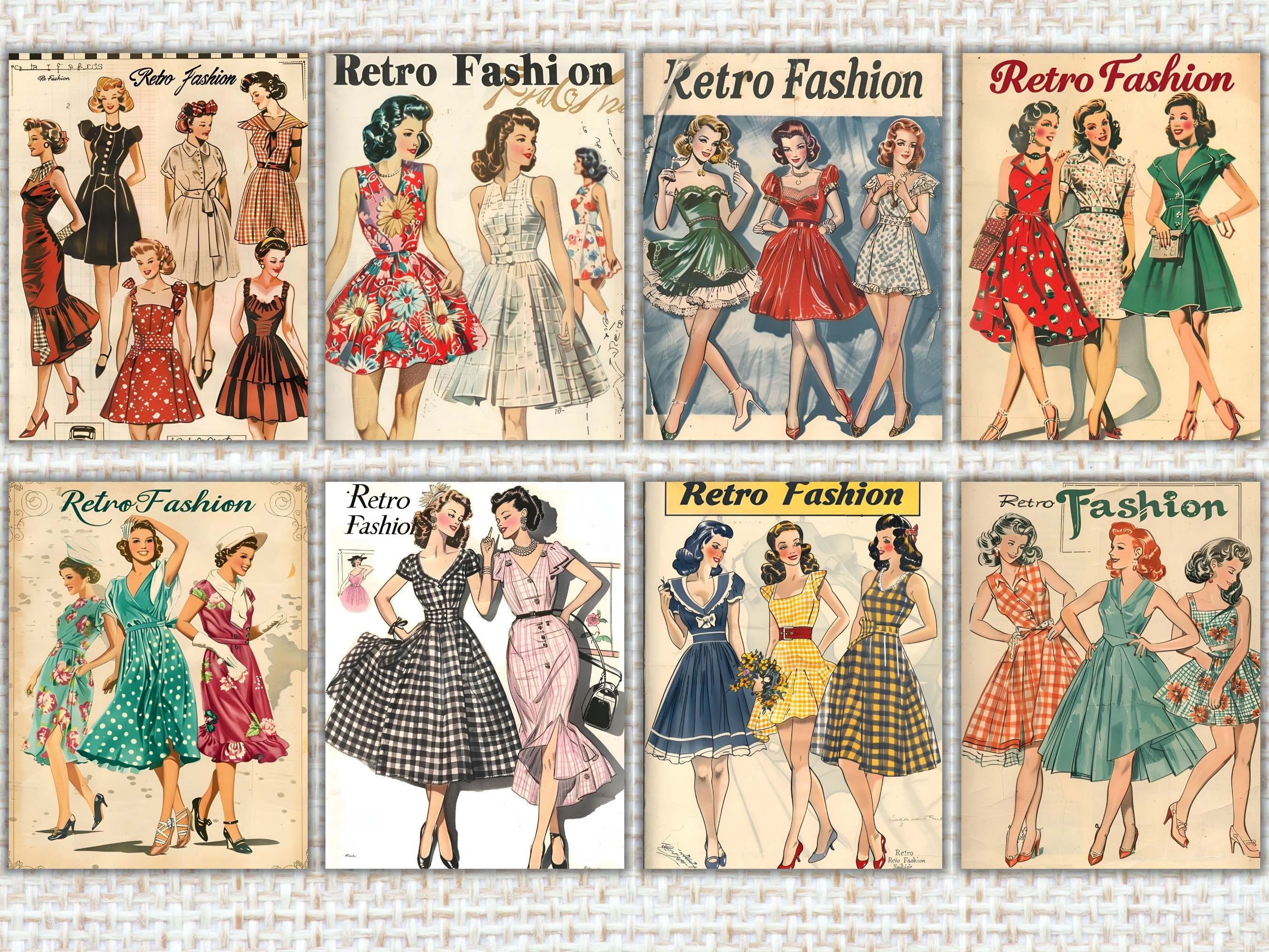 Vintage 1950s Fashion Printable Paper – Collage Sheets, Fashion ...