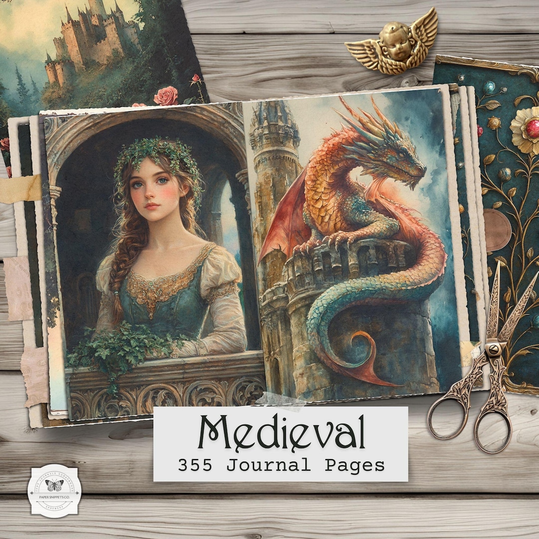 Medieval Junk Journal Kit: Knight, Dragon & Castle Ephemera (digital ...